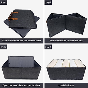 SHINYHARBOR 2Pcs Large Collapsible Closet Storage Bins 18"x11"x8”, Fabric Storage Organizer with Handles, Foldable Storage Basket Bins for Shelves, Blanket, Towel, Clothes, Books, Toys,Grey