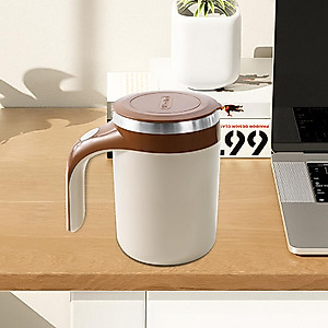 NEUEFAMI Automatic Mixing Coffee Mug Rotating Cute Mixing Cup for Office/Kitchen/Travel/Tea/Hot Chocolate/Milk 13 oz/380 ml, Brown