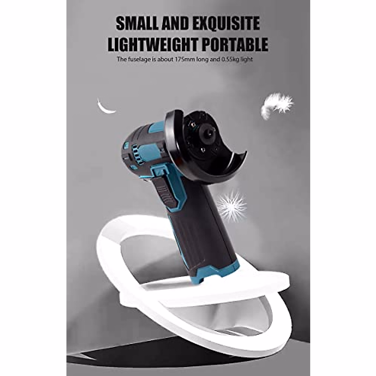 Weytoll 12V Cordless Brush Angle Grinder Kit, Grinding Disc 3/76mm, 19500rpm Electric Grinding Tool Mini Grinder Handheld Cutter with 2pcs 12V1300mAh Batteries and 6 Cutting Discs, Blue