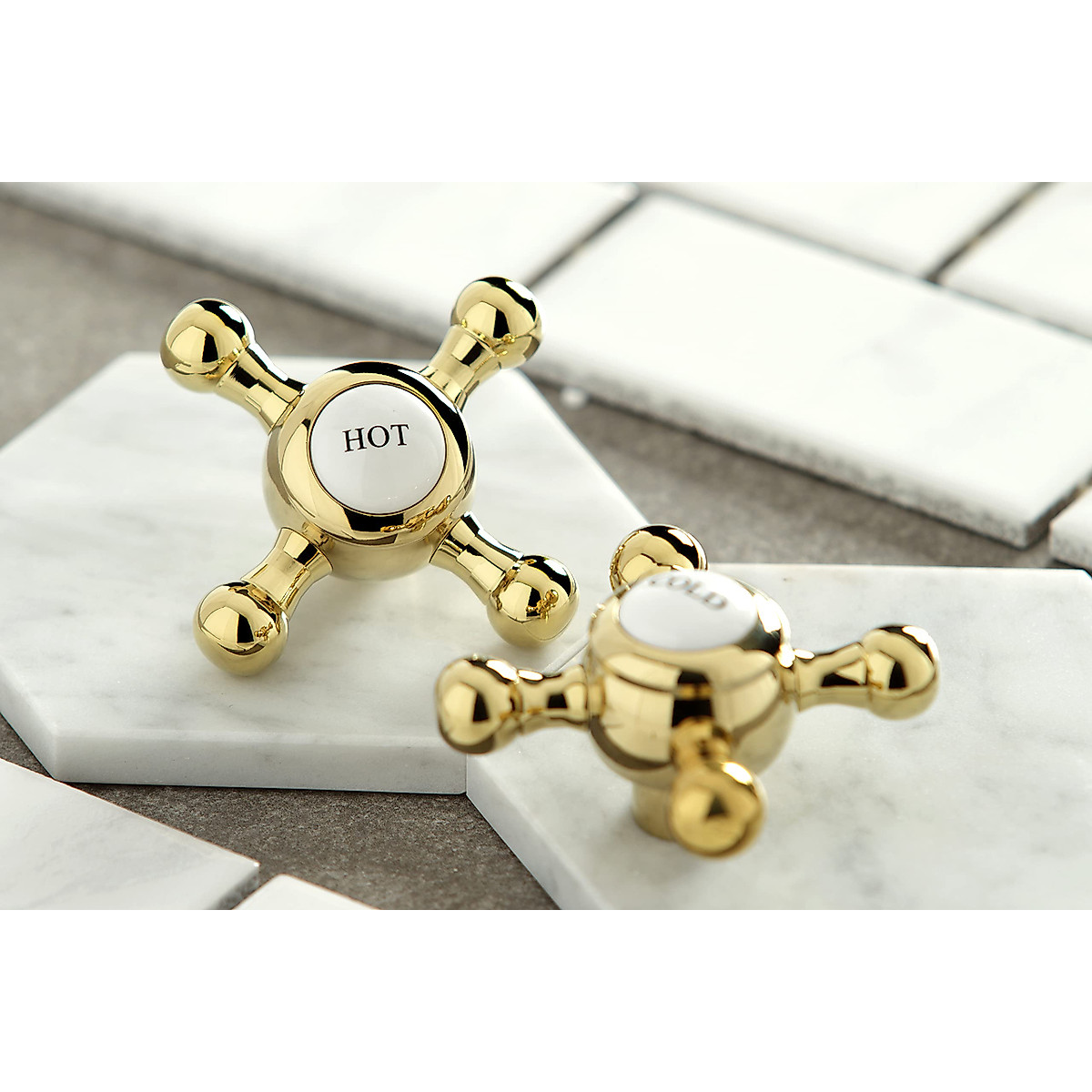 Kingston Brass KS4462BX Metropolitan Widespread Lavatory Faucet with Metal Cross Handle, Polished Brass,8-Inch Adjustable Center