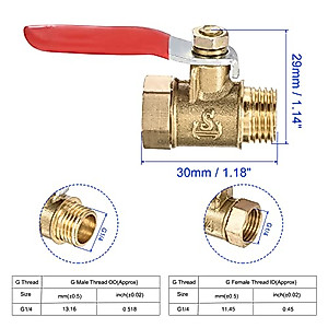 M METERXITY Pressure Valve - Irrigation Water Flow Control, Wrapped Handle Ball Valve, Apply to Outdoor/Garden/Swimming Pools(G1/4 Female x G1/4 Male, Brass)
