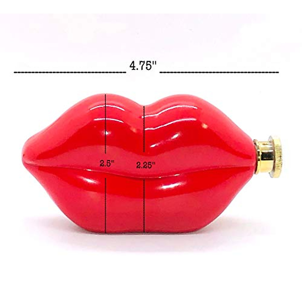 Red Lips Flask - Pucker Kiss Stainless Steel 5 oz. Pocket Flask For Drinks and Alcohol - Travel Picnic Bar Party - Fun Cute & Romantic