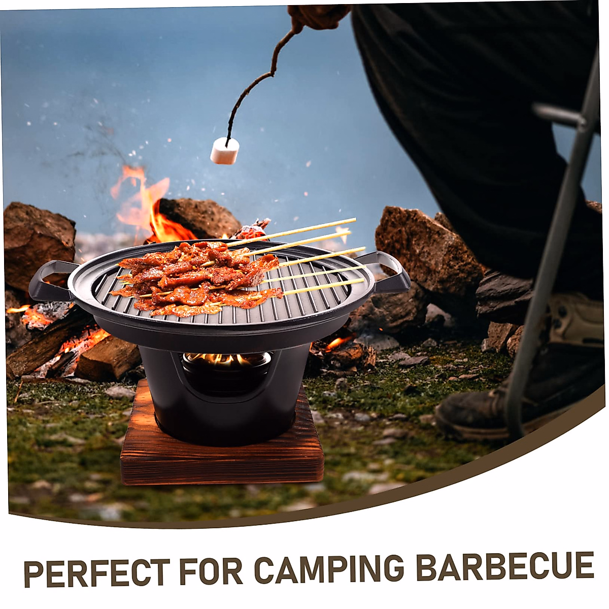 Happyyami 1 Set mini rotisserie grilling accessories for outdoor grill grilling tools for outdoor grill small portable grill portable bbq roaster portable grill girl charcoal aluminum alloy