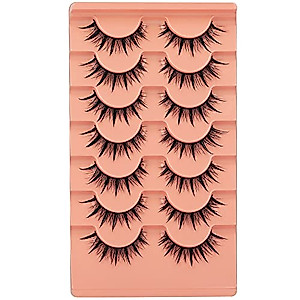 Manga Lashes Natural Look False Eyelashes 3D Spiky Wispy Eyelashes Thai Anime Lashes Asian Volume Fake Eyelashes Cosplay False Lashes 7 Pairs by TOOCHUNAG