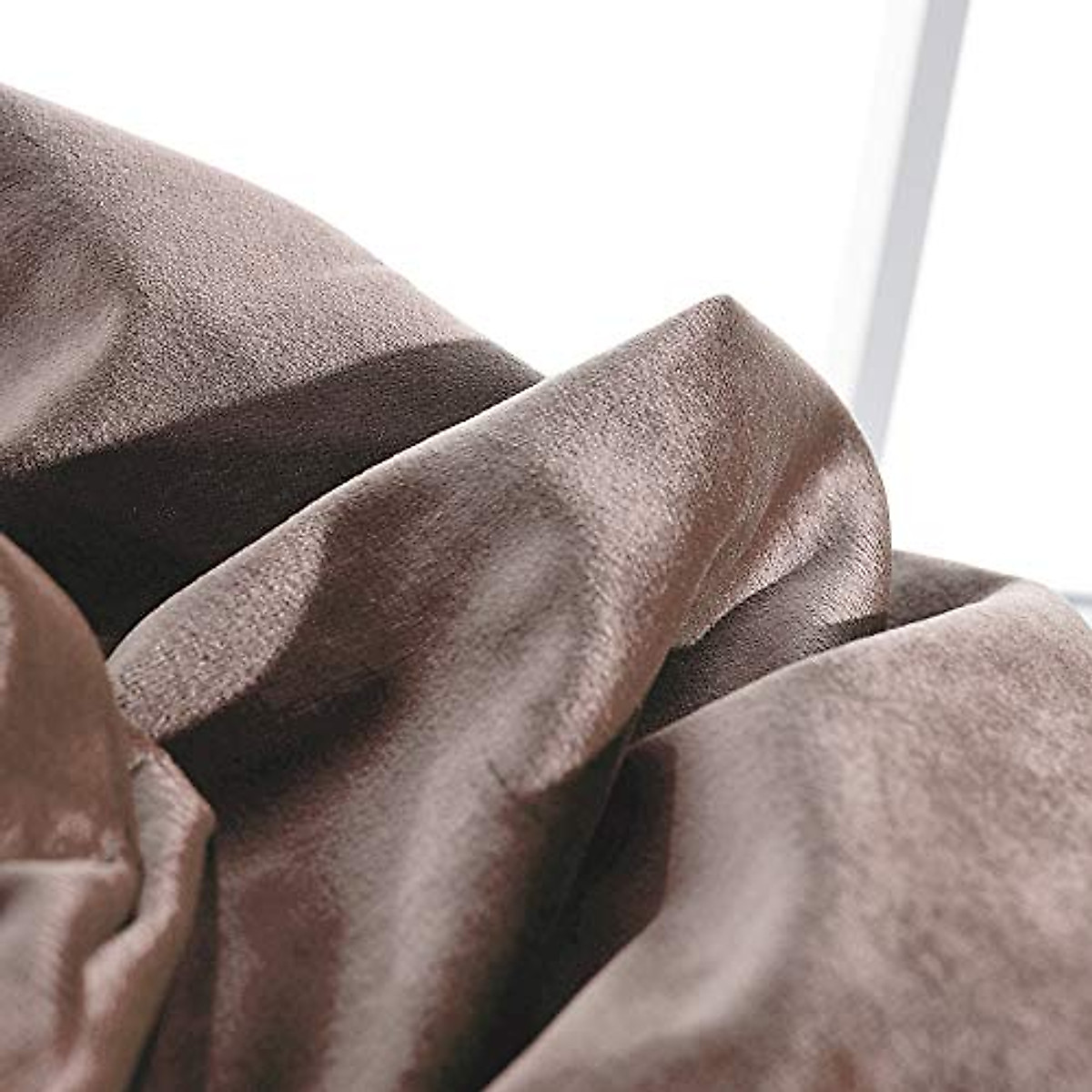 Melodieux Set of 2 Pom Pom Velvet Blackout Lined Thermal Insulated Rod Pocket Curtains for Bedroom, 52x84 Inch, Dusty Pink (1 Pair)