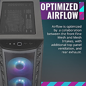 Cooler Master MasterBox MB311L ARGB Airflow Micro-ATX Tower with Dual ARGB Fans, Fine Mesh Front Panel, Mesh Intake Vents, Tempered Glass Side Panel & ARGB Lighting System