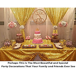 Sequin Backdrop 4x10ft Shiny Gold Sequin Curtains 2 Panels Glitter Backdrop Curtains for Parties Photography Background M0511