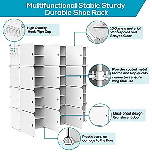 VTRIN Portable Shoe Rack Organizer 48 Pair Tower 4 Tiers for Entryway Shelf Storage Stand for Heels Boots Slippers Cabinet Narrow Standing Stackable Space Saver White