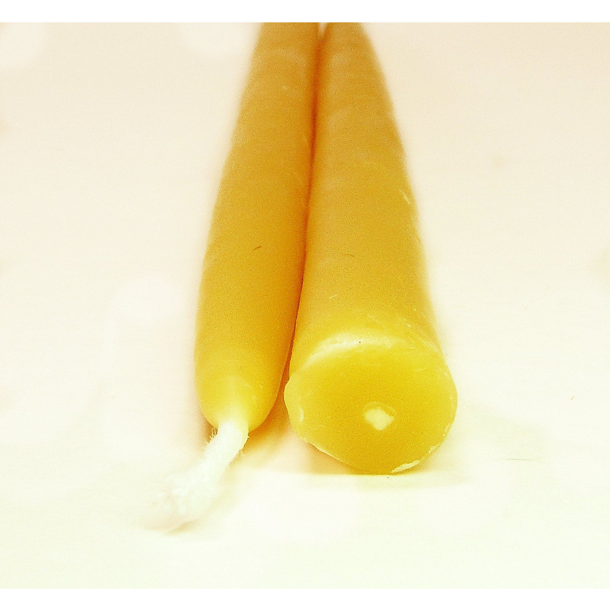 BCandle 100% Beeswax 2-hour Candles Organic Hand Made - 7 1/2 Inch Tall, 3/8 Inch Diameter (Pack of 12), Porcelain Candle Holder