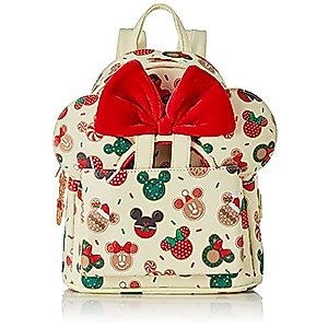 Loungefly Disney Christmas Mickey and Minnie Cookie Headband and Double Strap Shoulder Bag Gift Set, White, Standard