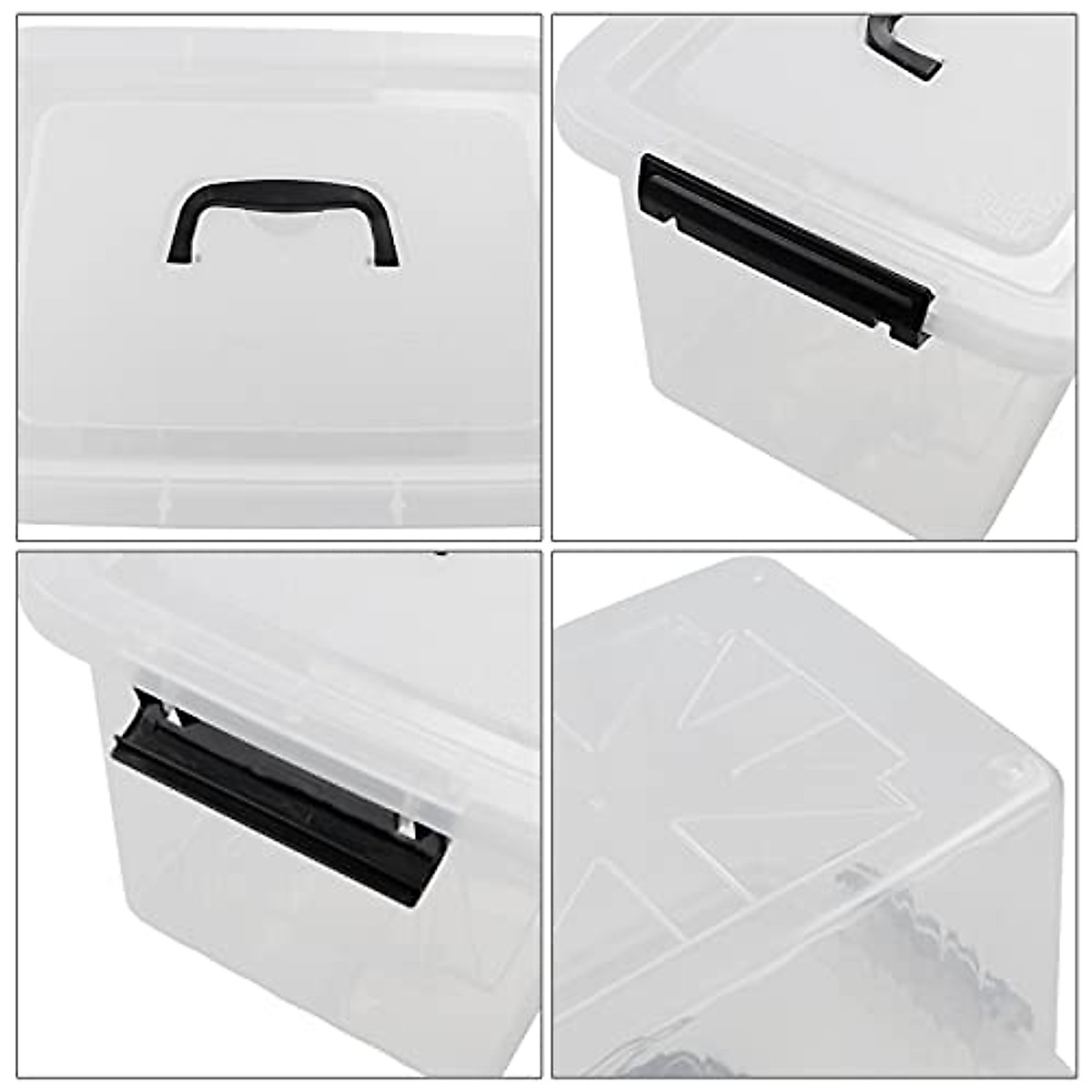 Zopnny 6-Pack 10 L Plastic Latching Box with Lid, Clear Storage Boxes Container