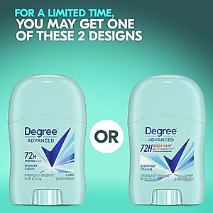 Degree Antiperspirant Deodorant Shower Clean 72-Hour Sweat & Odor Protection Antiperspirant for Women with Body Heat Activated Technology 0.5 oz