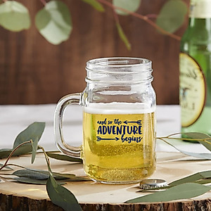 Kate Aspen "And So The Adventure Begins 12 oz. Mason Jar Mug with Lid - (Set of 6) (30048NA-TRV)