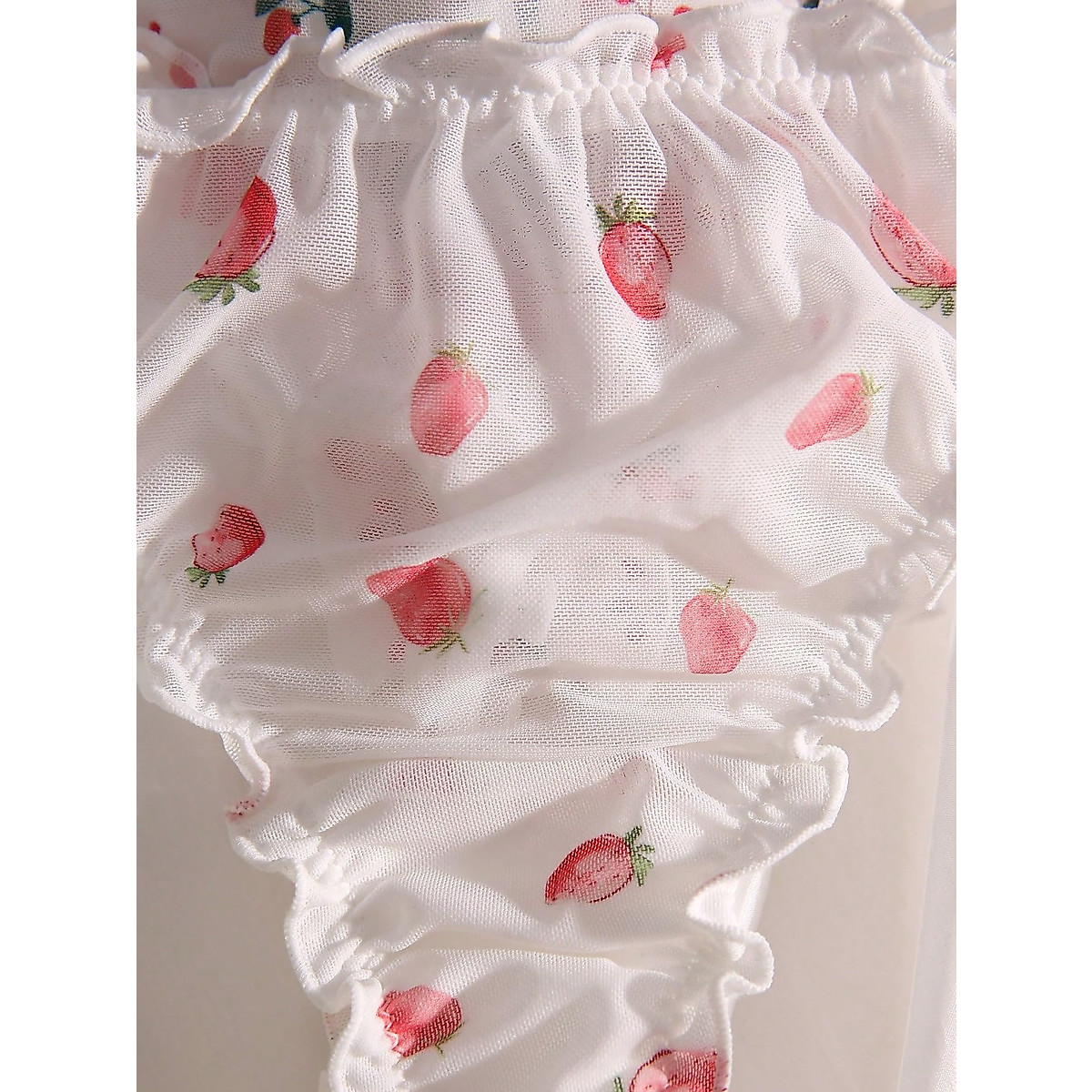 SHENHE Women's 3 Packs Sheer Mesh Lettuce Trim Cute Thong Mid Rise Panties Multicolor S