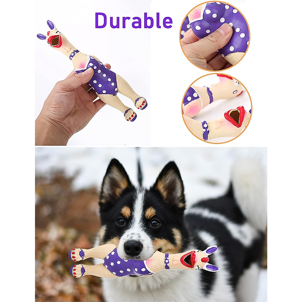 DAJOOEE Screaming Rubber Chicken Dog Squeaky Toy, 9 Inch Tall, Latex Chew Molar Dog Toy,1pcs