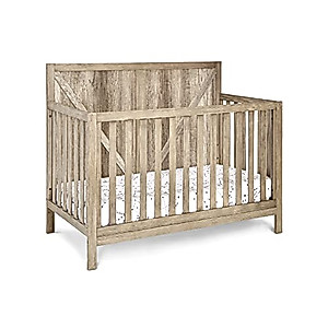 Goujxcy 4-in-1 Convertible Crib, Converts from Baby Crib to Toddler Bed, Daybed and Full-Size Bed, Rustic Farmhouse Style (Maroon)