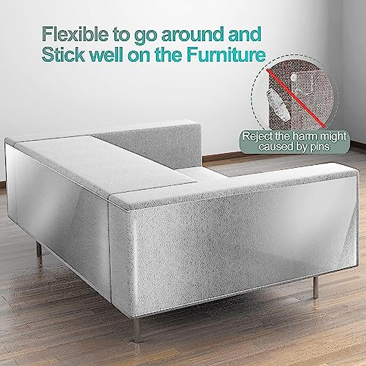 Lovinch [Thickened Vinyl] Cat Scratch Furniture Protector, Clear Couch Protector for Cat, Anti Cat Scratching Deterrent Tape, Pet Training Tape from Scratching Furniture Couch Door – [123" X 10.4"]