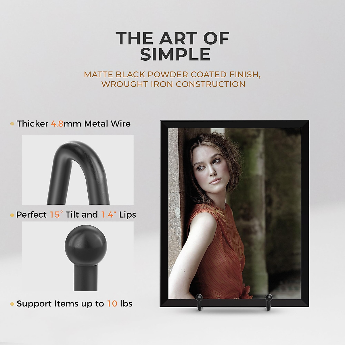 TR-LIFE 4 Pack 6 Inch Plate Stands for Display - Plate Holder Display Stand + Metal Frame Holder Stand for Picture, Decorative Plate, Book, Photo Easel (Black 4 Pack)