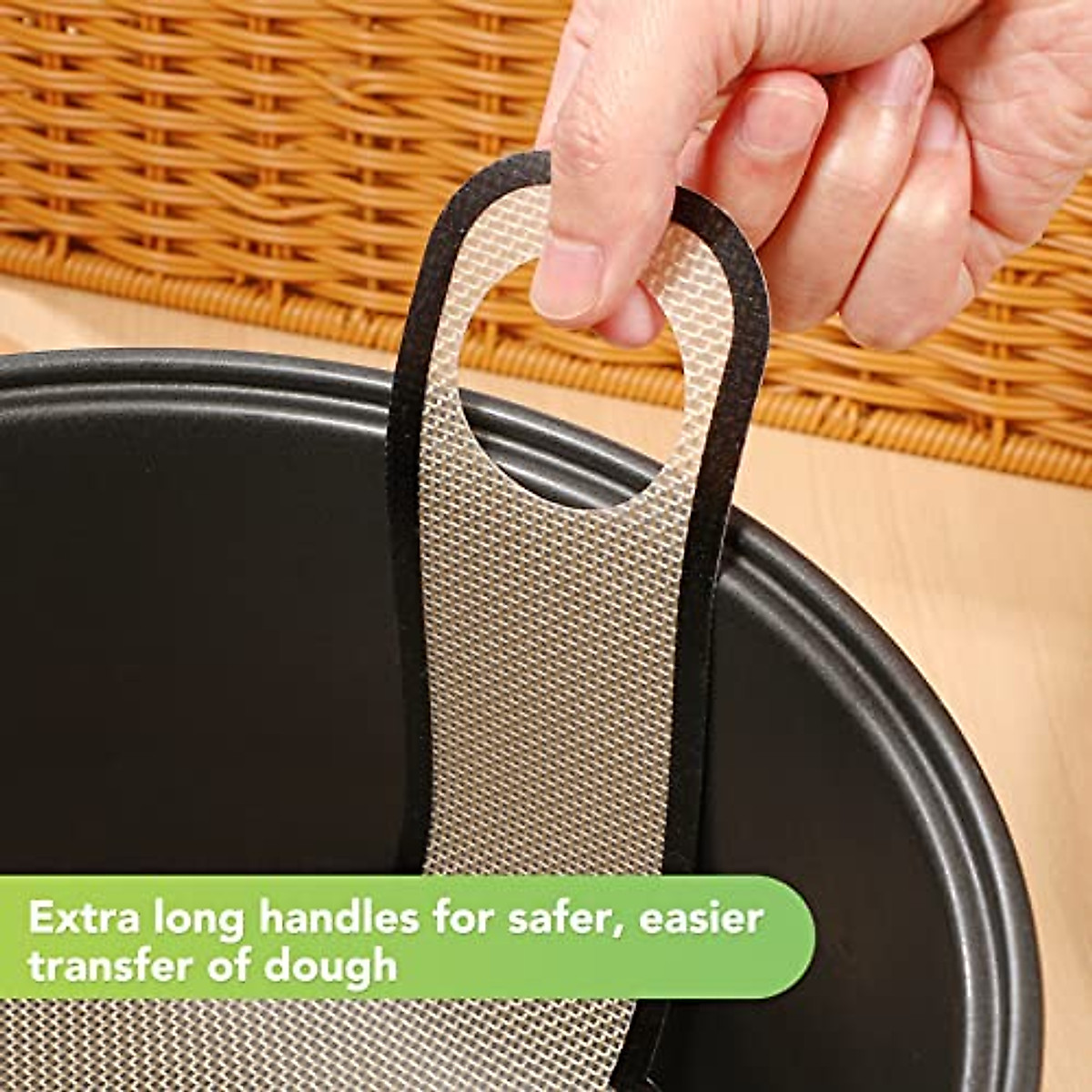 Tofficu Glass Fiber Baking Mats for Dutch Oven Bread Baking Non- Stick Dough Bread Sling Baking Mat Long Handles Sling Baking Mat for Transfer of Dough