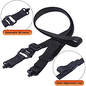 Two Point and Traditional Sling 2 Point Sling Quick Adjust with QD Sling Swivel for Hunting Black