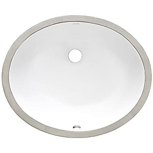 Ruvati 18 x 15 inch Undermount Bathroom Sink White Oval Porcelain Ceramic with Overflow - RVB0618