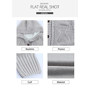 Sidefeel Women's Fleece Jackets Winter Coat Hooded Sweater Cardigans with Pockets 2024 Fashion Outfit Clothes Medium Gray