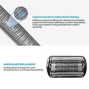 92B Electric Shaver Head Replacement Cassette, for all B-raun Series 9 Electric Razors 9290cc, 9291cc, 9370cc, 9293s, 9385cc, 9390cc, 9330s, 9296cc (Black)