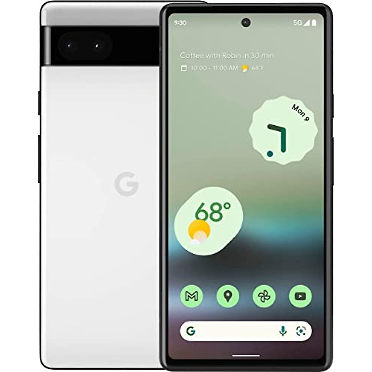 Google Pixel 6A 5G 128GB 6GB RAM Factory Unlocked (GSM Only | No CDMA - not Compatible with Verizon/Sprint) Global Version - Chalk