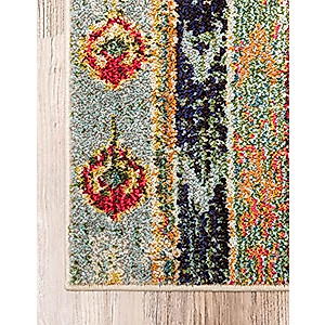 Unique Loom Sedona Collection Distressed, Southwester, Over-Dyed, Vintage Area Rug, 9' 0" x 12' 0", Blue/Beige