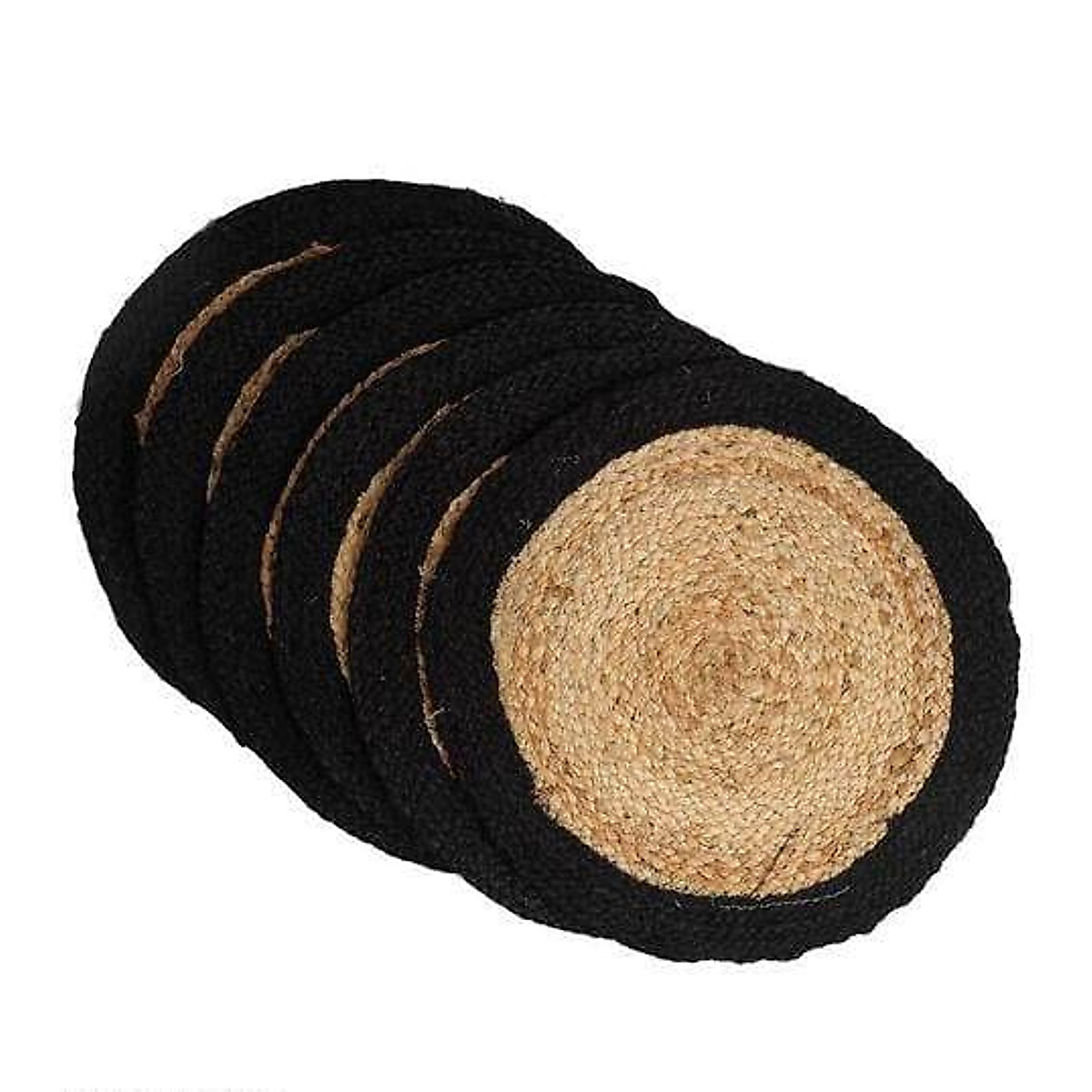 Indian Placemats Cotton Set Placemat Jute Fabric Round Bedside Mat Boho Vintage Round Reversible Embroidery Table Placemat 6 PC Set