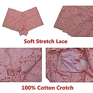 Delcroix 7 Pack Lace Boyshort Panties for Women Breathable Soft Lacy Underwear Stretch Panty Size M Medium, Assorted Different Lace Pattern