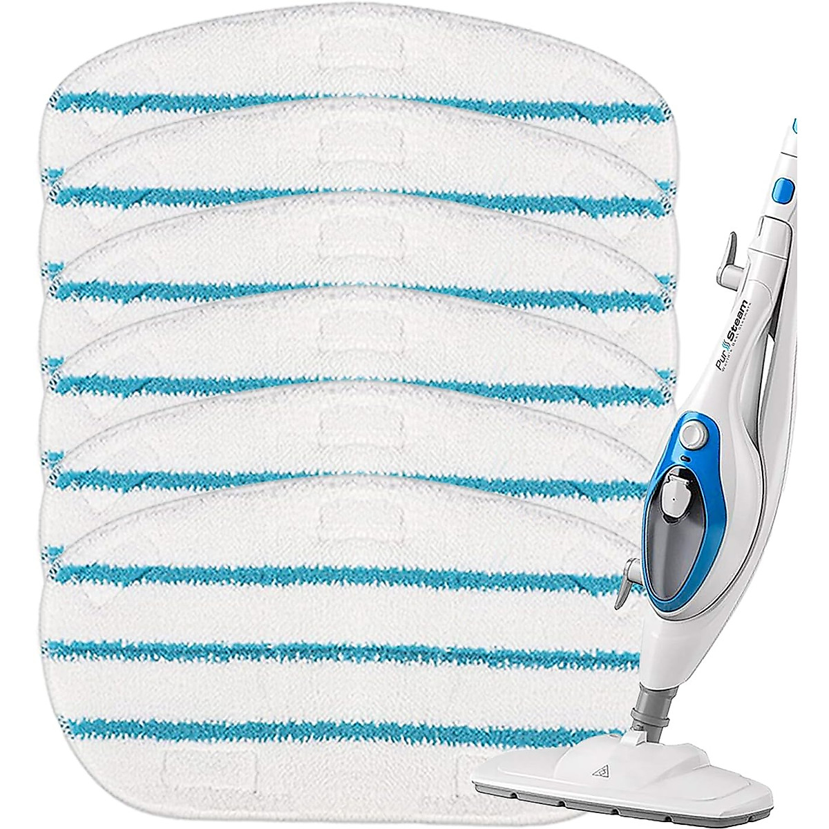 AneCom Replacement Steam Mop Pads Compatible with PurSteam ThermaPro 10-in-1 Steam Mop Washable Reusable Pads (6 Pack)