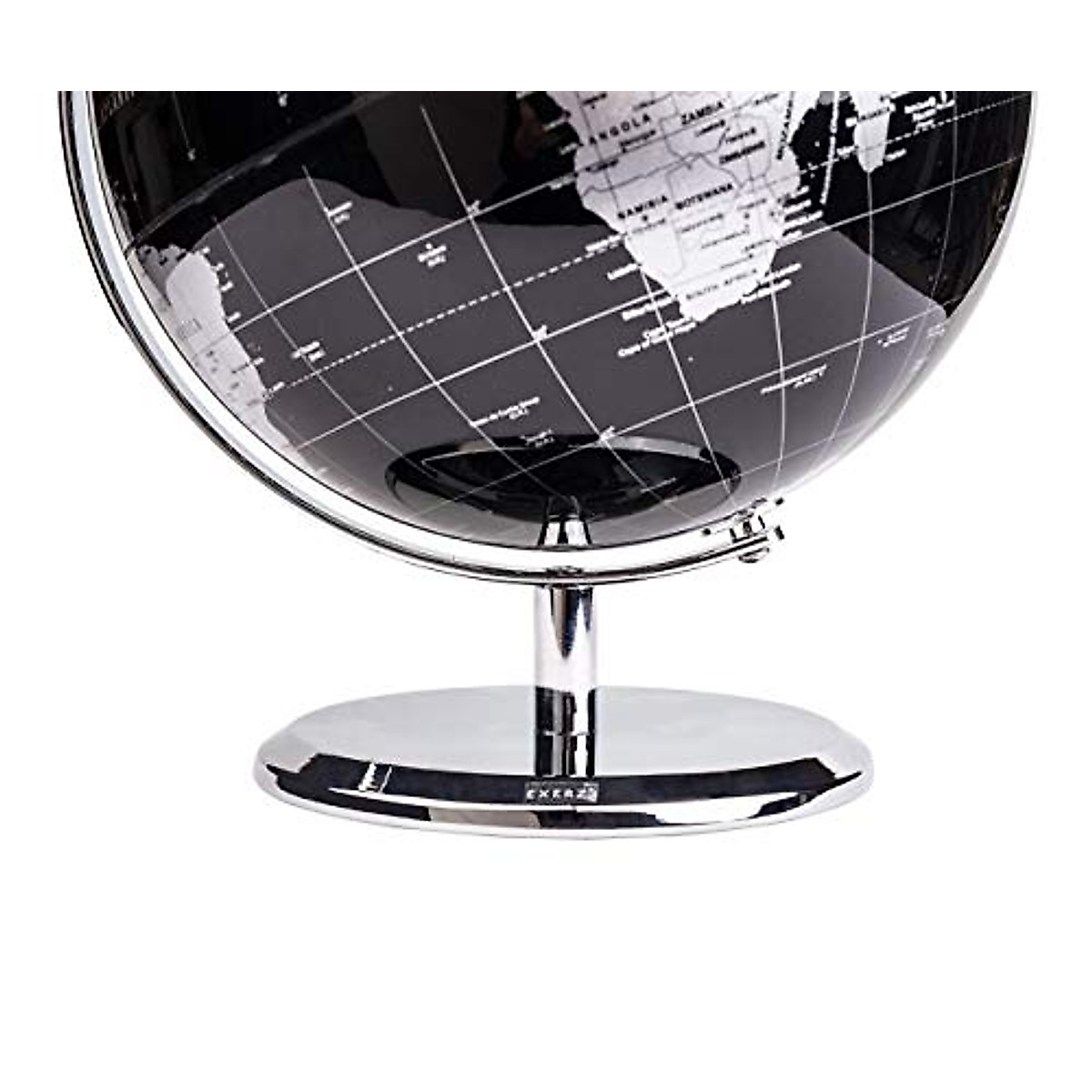 Exerz World Globe Black Dia 5.5-inch - Mini Educational Globe of Earth - Metal Base - Metallic Black
