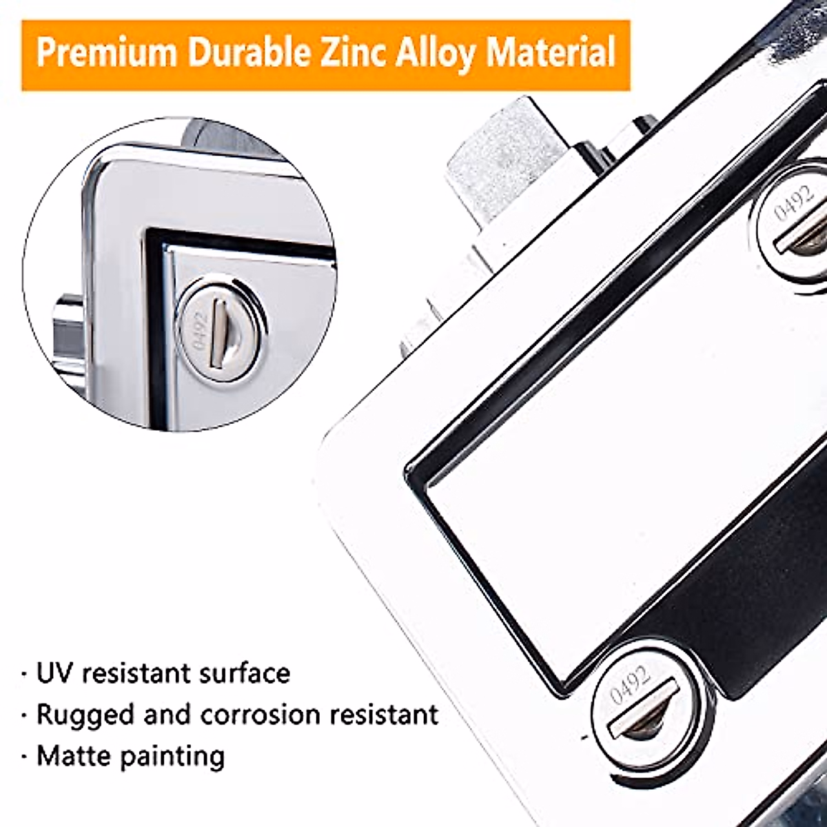 VOGREX RV Door Lock, Travel Trailer Entry Door Lock with Paddle Deadbolt, Camper Door Latch Handle with 4 Keys, Chrome Trailer Door Lock for Camper Travel Trailer RV