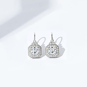 Amazon Collection Platinum-Plated Sterling Silver Infinite Elements Cubic Zirconia Asscher-Cut Antique Drop Earrings