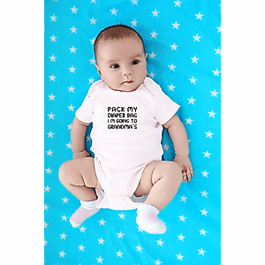 CBTwear Pack My Diaper Bag, I'm Going To Grandma's House - Funny One-piece Infant Baby Bodysuit (6 Months, White)