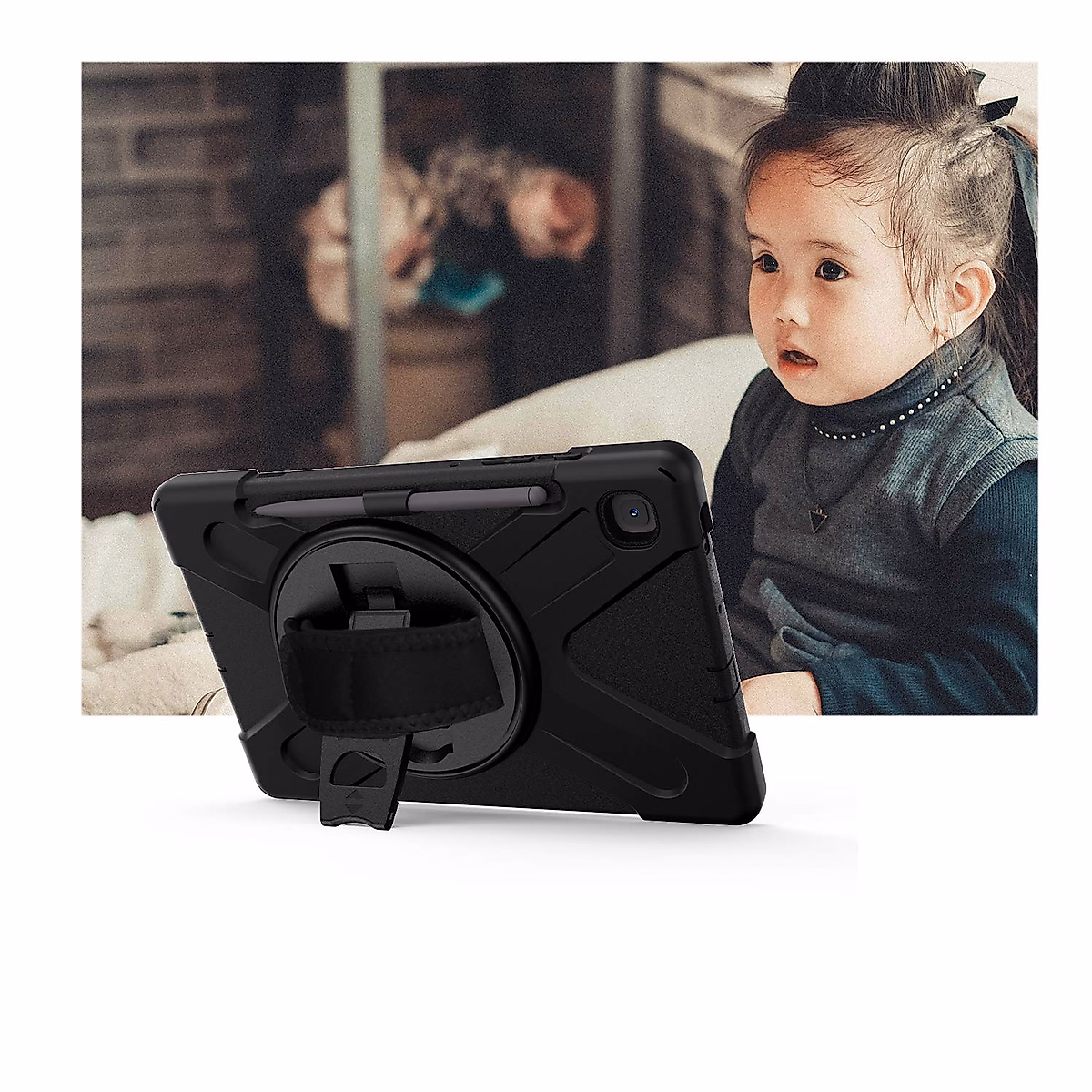 KIQ Shield Series Galaxy S6 Lite Case Heavy Duty Tablet Shockproof Rugged Tab S6 Lite Cover W/Stand Shoulder Strap for Samsung Galaxy Tab S6 Lite 10.4 Inch 2022/2020 P610/P613/P615/P619 - Black