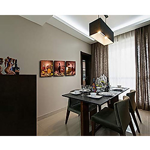 Baisuwallart-3 Pieces Kitchen Wall Decor Red Wine Cups HD Modern Framed Wall Art Drink Food and Beverage Restaurant Canvas Prints Pictures Paintings Wine Glass Barrel for Dining Room
