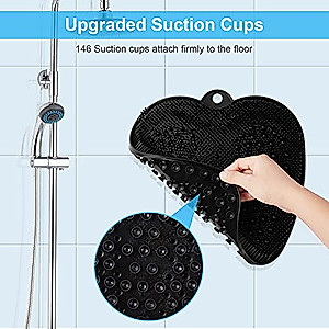 HONYIN XL Size Large Shower Foot Scrubber Mat - Cleans，Exfoliation，Massages Your Feet Without Bending, Foot Circulation & Relieve Tired Feet, Foot Scrubber for Use in Shower with Non-Slip Suction Cups