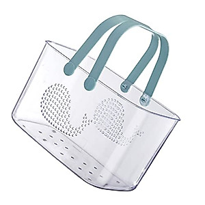 LALAFINA Loofah shower caddy basket Plastic Storage Basket Shower Organizer Bucket with Handle for Kitchen Dorm Bathroom Garden Cleaning Supplies Sky- blue Scrunchies