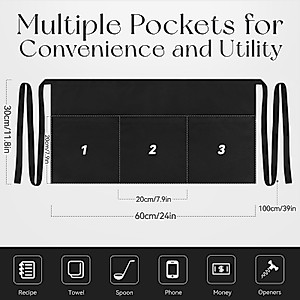 NLUS 3 Pack Server Aprons with 3 Pockets, Water Oil Stain Resistant Waitress Waiter Apron Black Waist Aprons Bistro Apron for Women Men, 24 X 12 inch