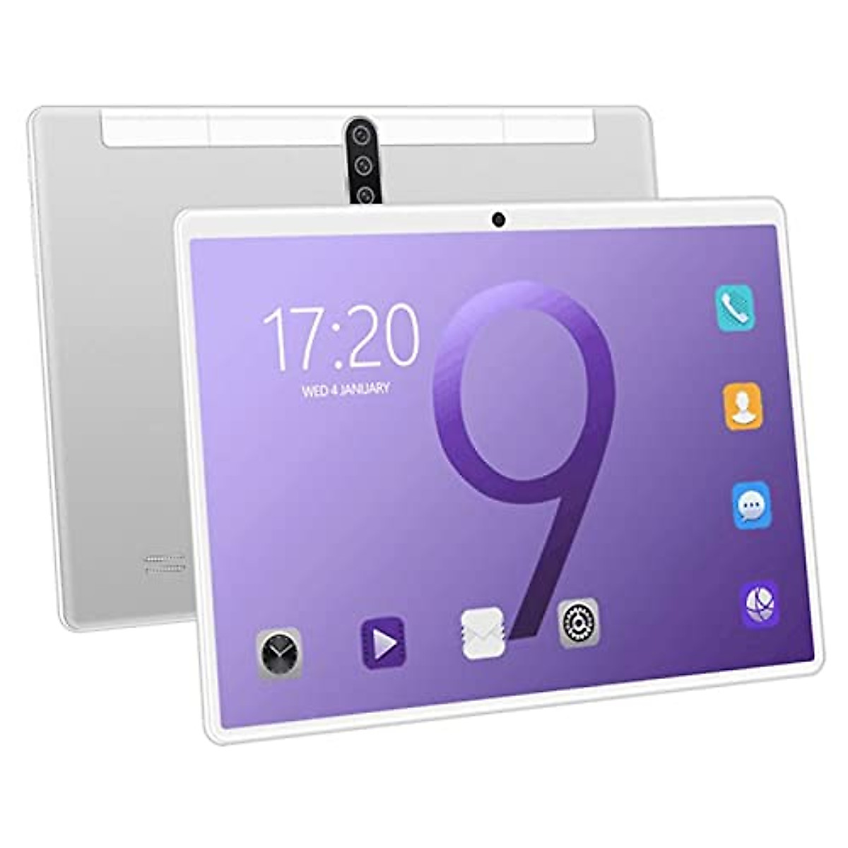 10in Android 10.0 Tablet PC, Octa Core Processor, 3GB RAM 32GB ROM, IPS HD Touch Screen, 5MP Cameras, Dual SIM Slot, WiFi, Bluetooth,128GB Expand Support(Silver White)