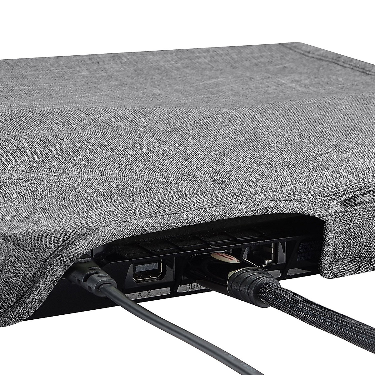 eXtremeRate Gray Horizontal Dust Cover for PS4 Slim Console, Soft Neat Lining Dust Guard for PS4 Slim Console, Anti Scratch Waterproof Cover Protector Sleeve for PS4 Slim Console