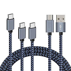 Type C USB Cable, 3 Pcs 3FT Nylon Braided USB C Cable, USB-A to USB-C Type C Charging Cable Fast Charge Cord Compatible LG V30 G6 G5 V20 (1M)