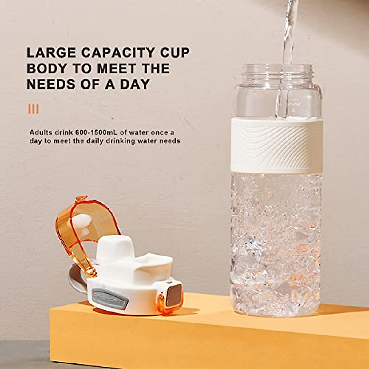 CMSH Sport Water Bottle 24oz&32oz large diameter flip top water bottle with Straw & Anti-scalding,One-click open,two ways to drink, suitable for all occasions Sports fitness leisure（32OZ-Blue