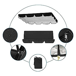 Sun Shade Patio Swing Cushion Cover Waterproof UV Resistant 210D Oxford Cloth Furniture Protector Garden Seater Replacement Top Cover for 2/3 Person Swing 22.6.21