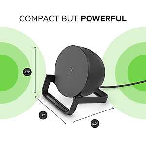 Belkin Quick Charge Wireless Charger + Bluetooth Speaker - Qi-Certified Charger Stand for iPhone, Samsung Galaxy & More - Charge While Listening to Music, Streaming Videos, & Video Calling - Black