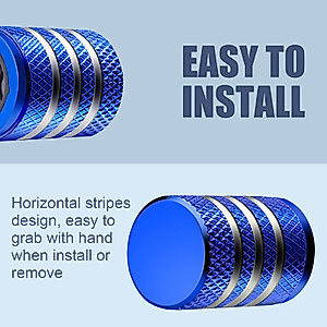 Tire Valve Stem Cap Cover - (5 Pack) Tire Air Caps Metal with Plastic Liner Corrosion Resistant Leak-Proof for Car Truck Motorcycle SUV and Bike Blue