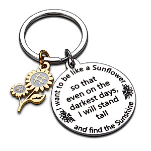 Sunflower Gifts for Women Sunflower Keychain Inspirational Bulk Gifts Birthday Christmas Sweet Graduation Floral Gifts for Adult Teen Girls Daughter Back to School Come of Age Gifts Friendship Present