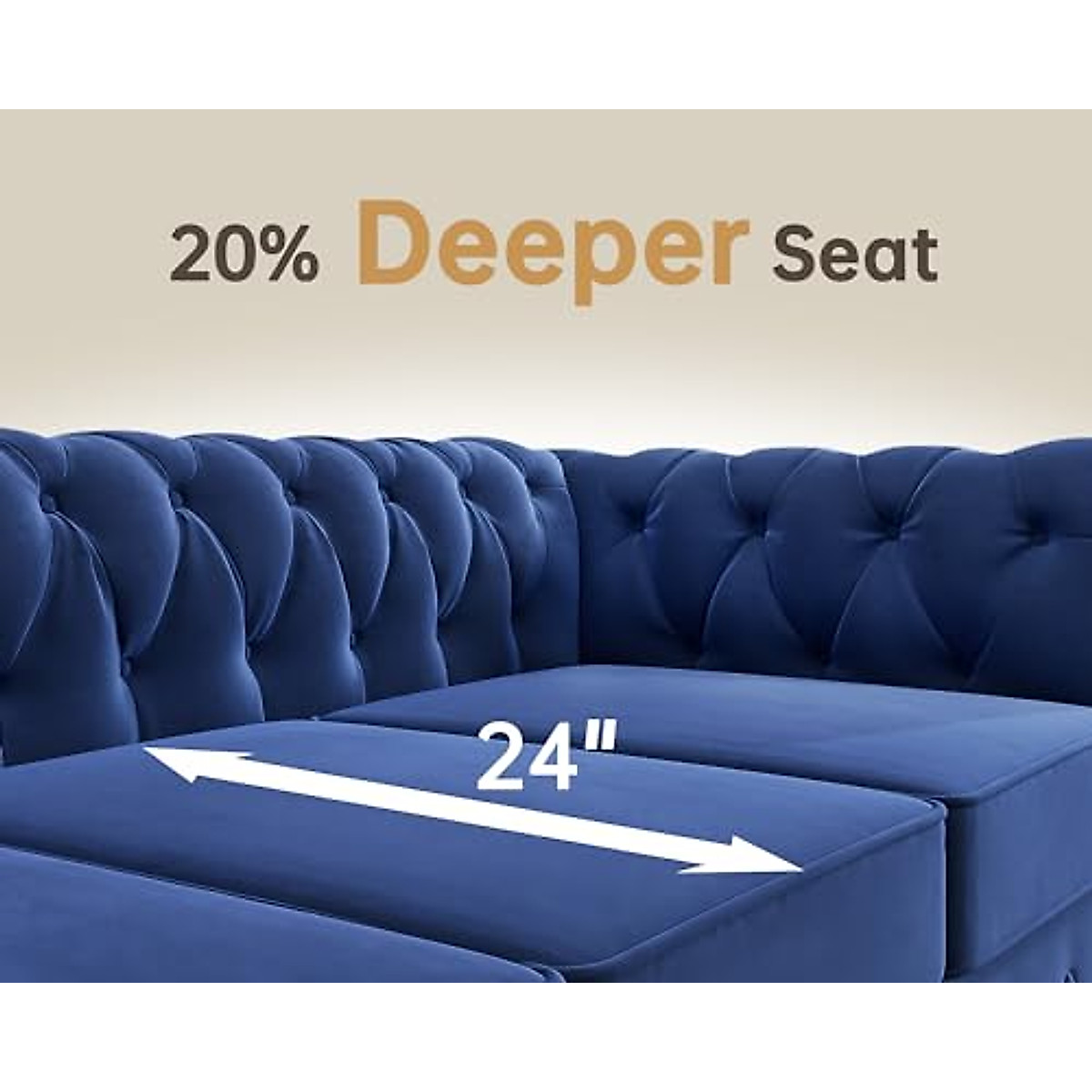 Morden Fort Classic Chesterfield Loveseat Set 60'', Tufted Loveseat Sofa Set with Solid Wood Legs Thick Cushion, Pet-Friendly 2-Seater Sofa Couch for Living Room Bedroom Apartment - Velvet Blue